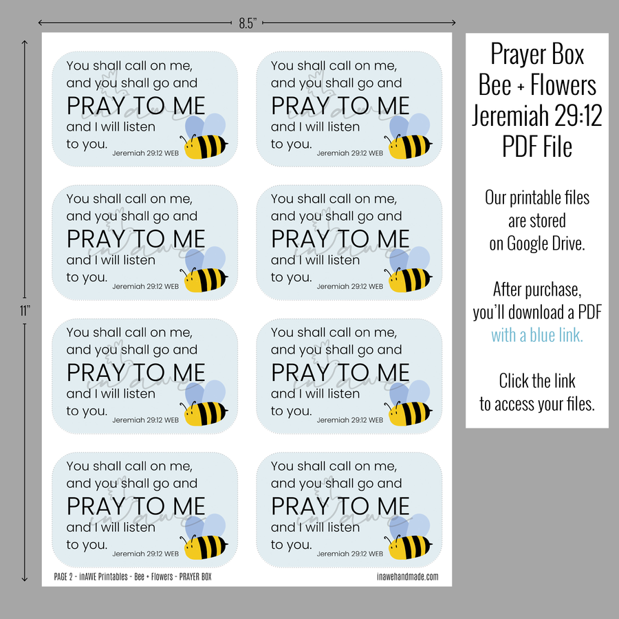 DIY Prayer Box Printable for Kids with Bees & Flowers | Fun Prayer Cra ...