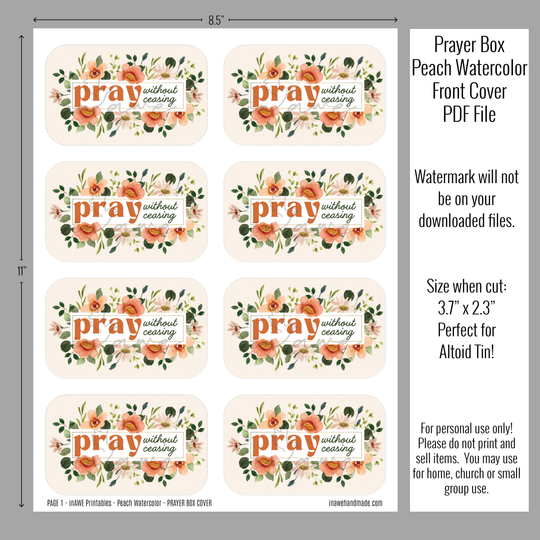 DIY Prayer Box Printable - Pray Without Ceasing | Ideal for Women’s Mi ...